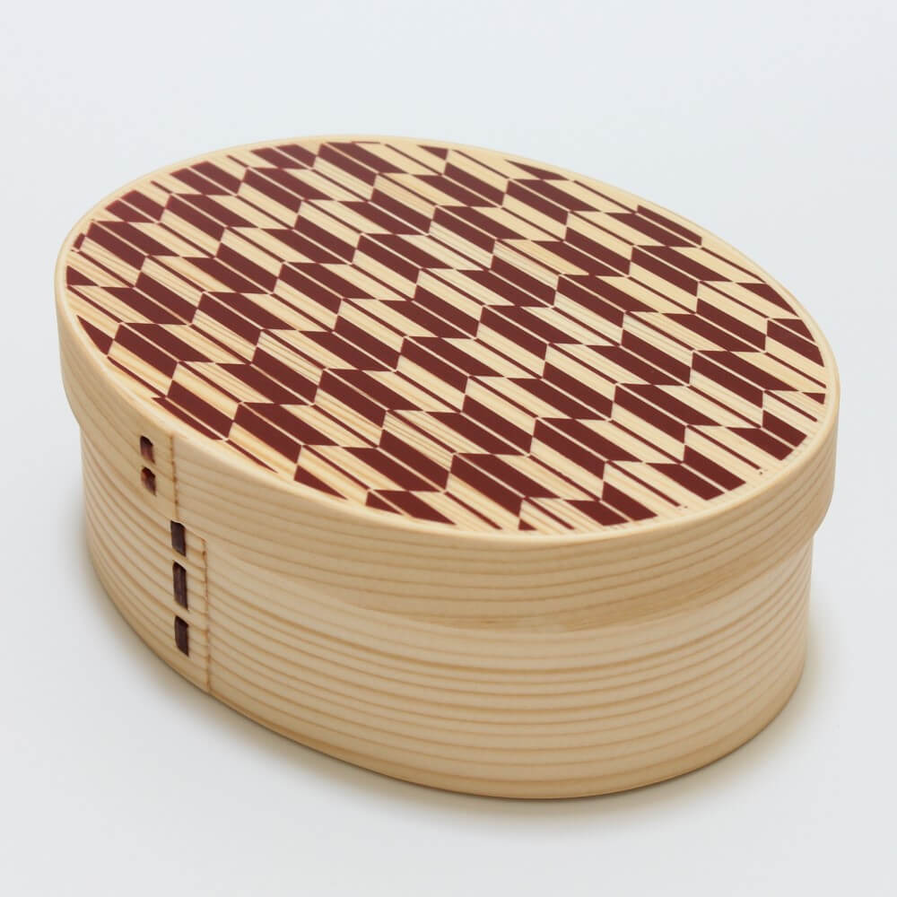 Kishu made magewappa wooded bento box | Red arrow prints