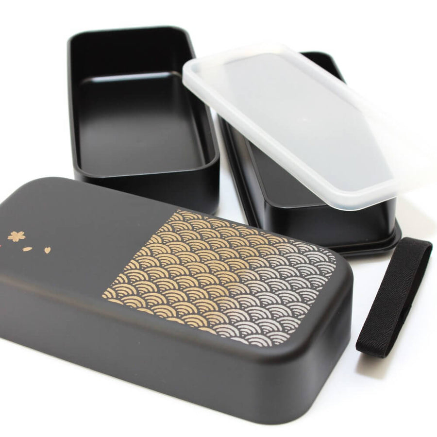 Seigaiha patterned 2 tier bento box | Made in Japan