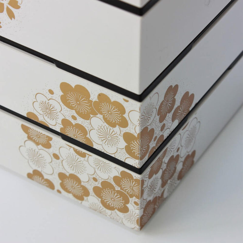 White 3 tier picnic bento box | Made in Japan | Dishwashable