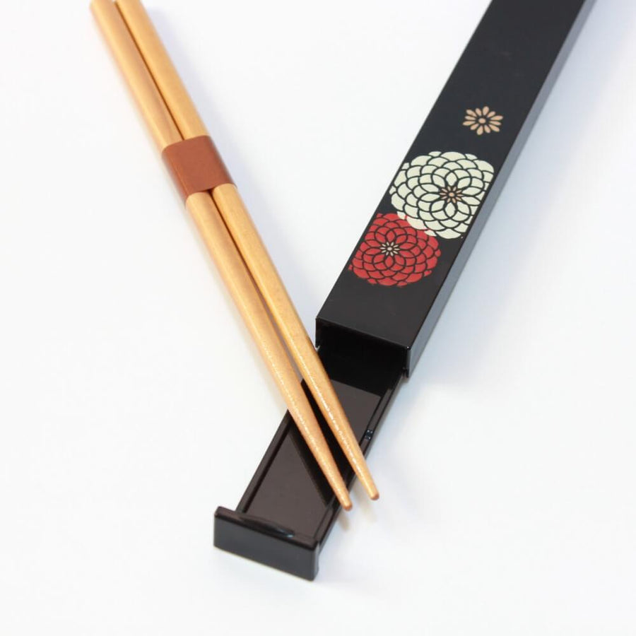 Momoka black chopsticks case set | Made in Japan