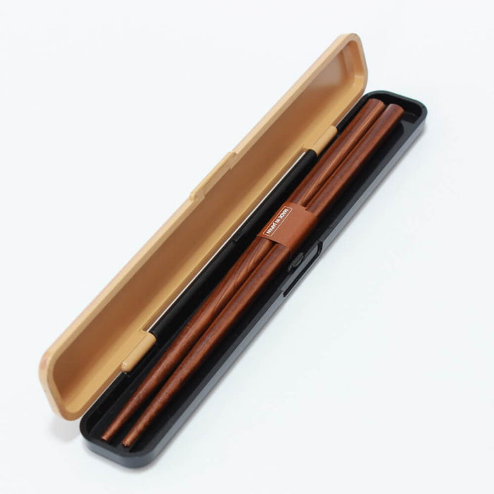 Light brown hinge type chopsticks case set | Made in Japan