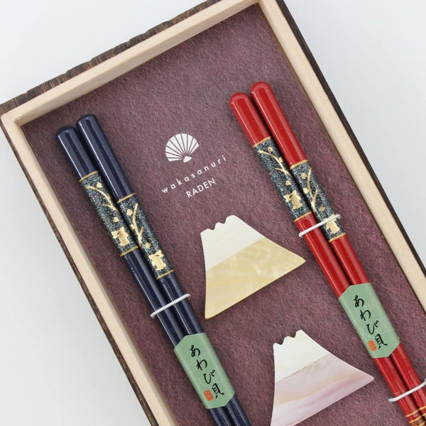 Mother of pearl "Raden" Japanese chopsticks | Rabbit motifs