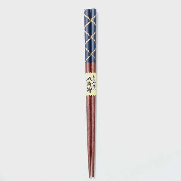 Hachikaku cross wood chopsticks | Navy, Red | Hand made