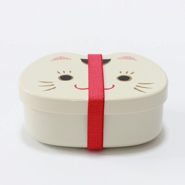 Cat face 1 tier bento box | White | Made in Japan