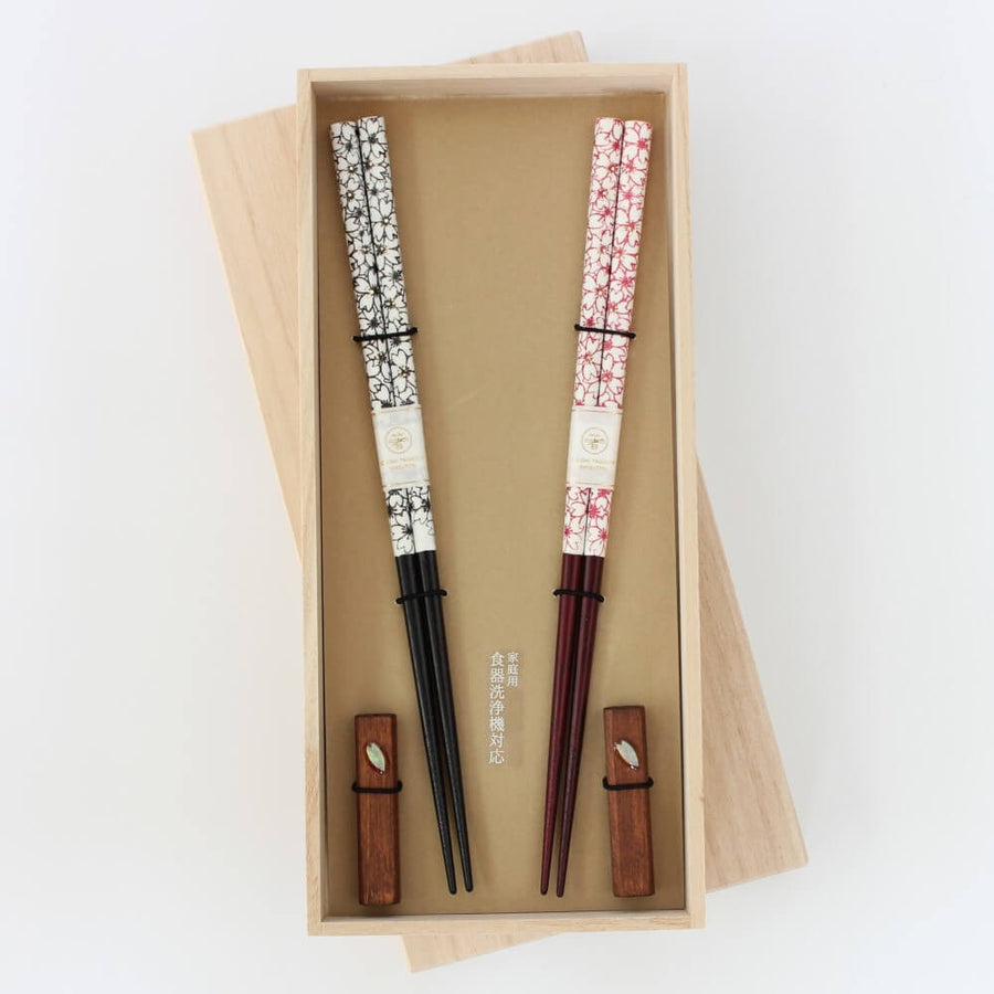 Modern sakura chopsticks gift set | Hand made in Japan