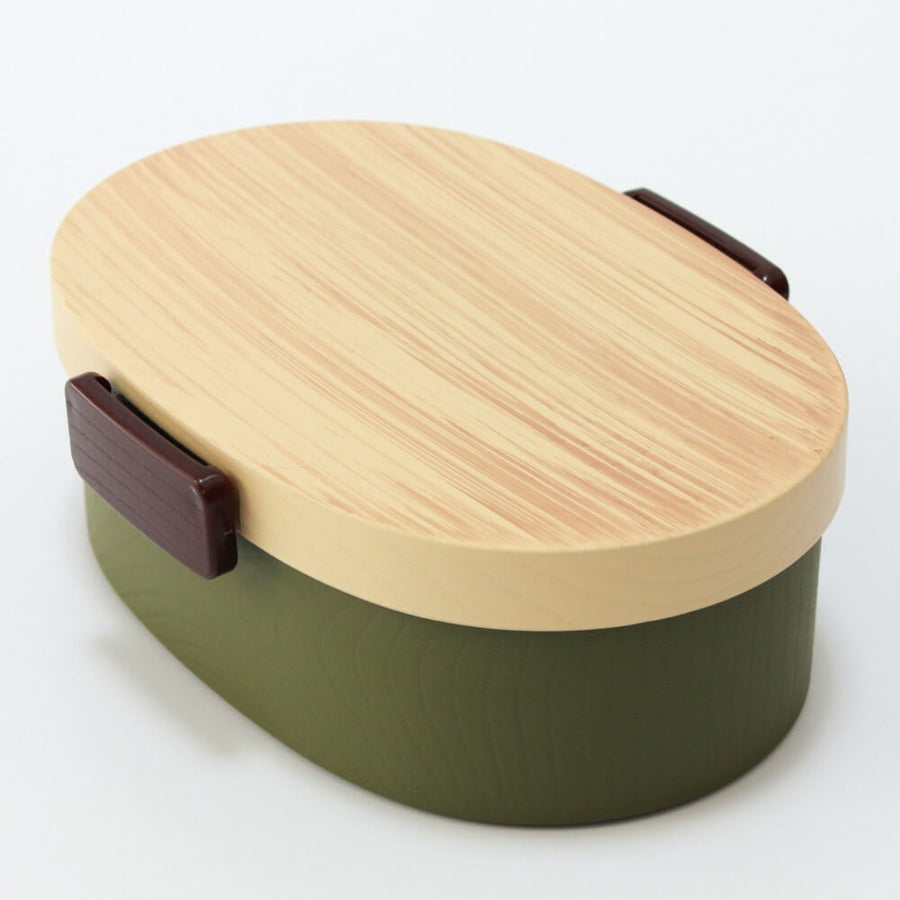 1 tier bento box with side latches | Lid with Hinoki design