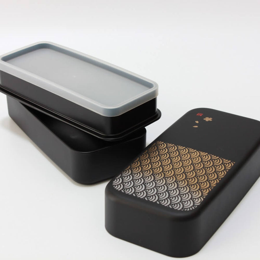 Seigaiha patterned 2 tier bento box | Made in Japan